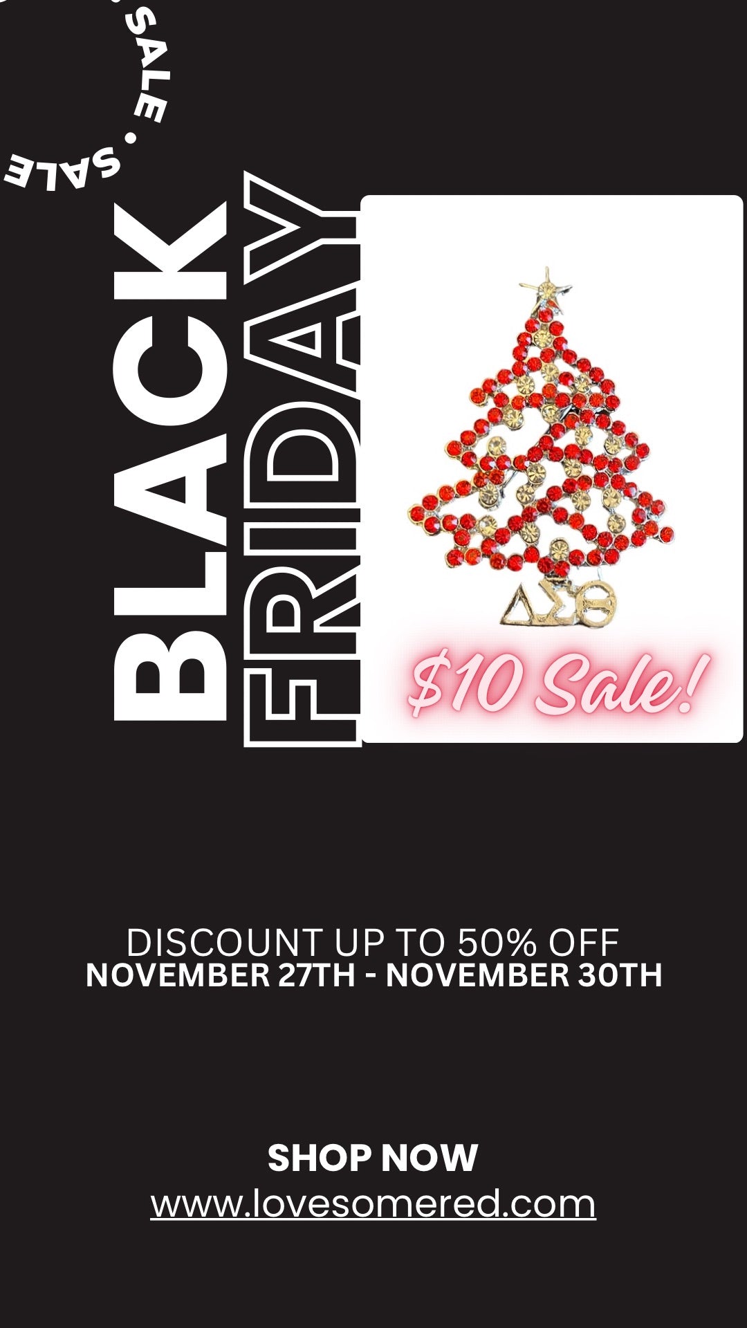 DST Christmas Tree Brooch – Lovesome Red